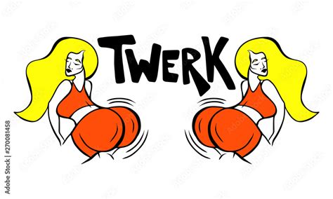 Vecteur Stock Two Twerk Dance Girls Beautiful Cartoon Women Character