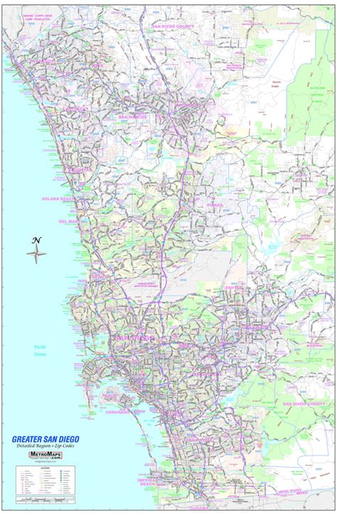 Greater San Diego Regional Area By Metro Maps American Map Store