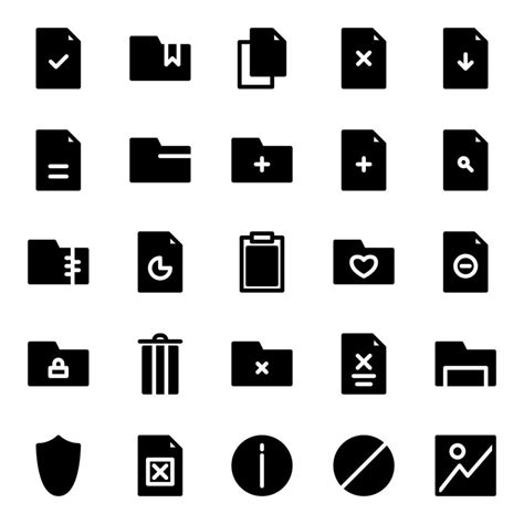 File And Folder Icon Pack With Solid Icon Style Vector Art At Vecteezy