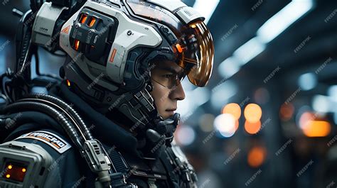 Futuristic Mech Pilot Inside The Cockpit Of Battle Mech Premium Ai
