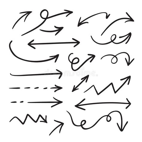 Set Of Hand Drawn Arrows Pointers Vector Illustration Stock Vector