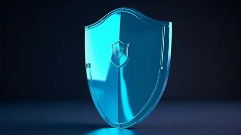 Perspective View Of Shield Icon With Silver Blue Color 3d Rendered