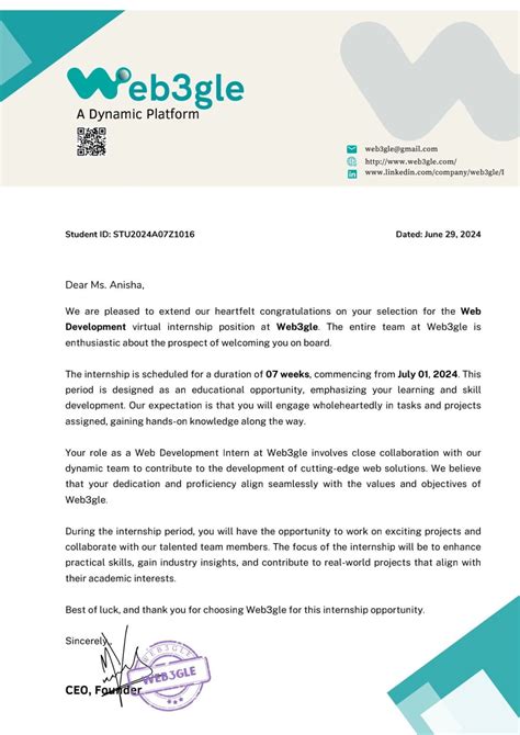 Anisha Khatri On Linkedin Internship Webdevelpoment Web3gle
