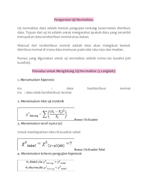 Doc Pengertian Uji Normalitas
