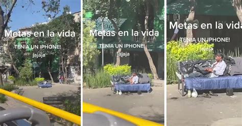 Grabaron A Un Indigente Con Una Notebook En Un Banco De Plaza Y Se