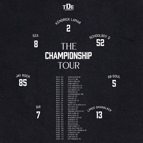 Tde Announces Championship Tour Featuring Everybody Respect