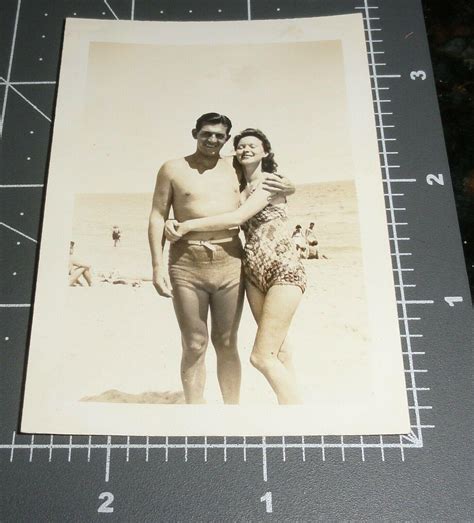 1930s Shirtless Man Swimsuit Bulge Beach Woman Vintage Gay Int