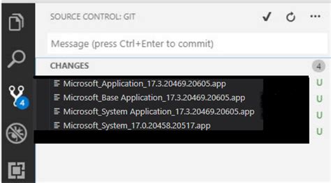 Trabajar con el control de orígenes con Git en Visual Studio Code para Business Central ABD