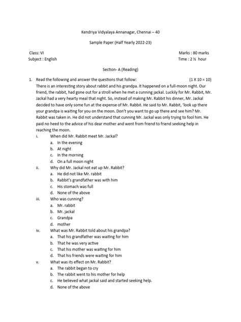 Class 6 Sample Paper Pdf Language Arts And Discipline Foreign