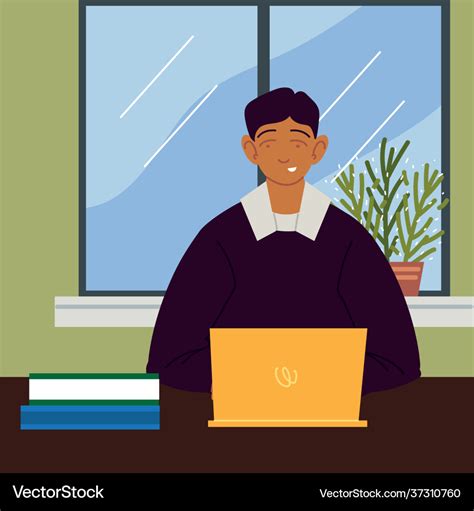 Freelancer Working Home Royalty Free Vector Image