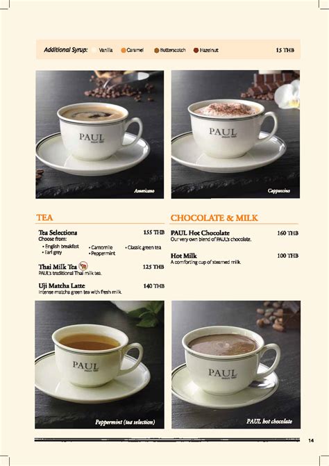 Paul Bakery Menu