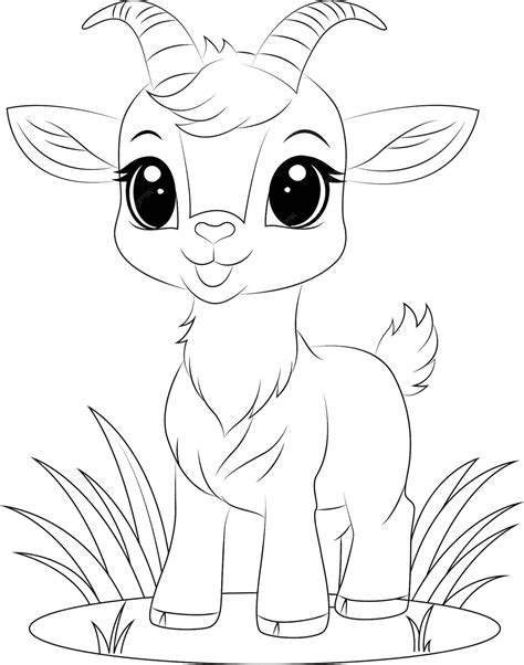 Dibujo Para Colorear Un Cabrito Vector Premium