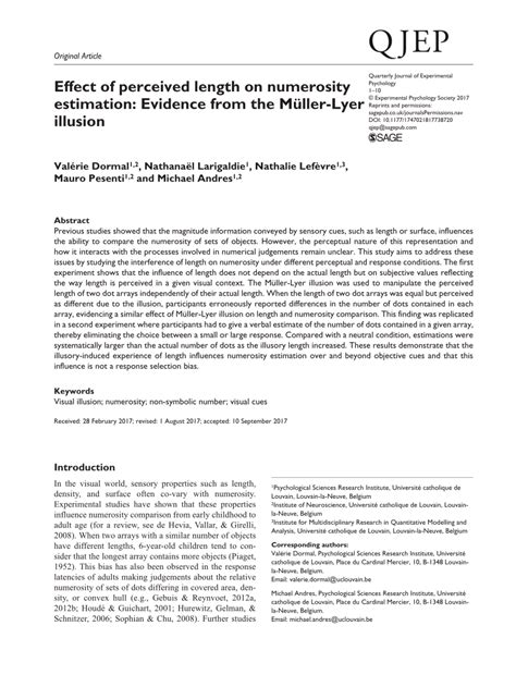 Pdf Effect Of Perceived Length On Numerosity Estimation Evidence From The Müller Lyer Illusion