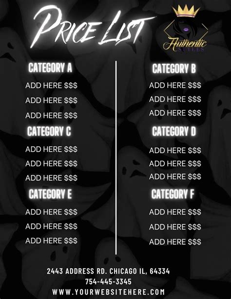 Price List Flyer Social Media Flyer Editable Instant Download