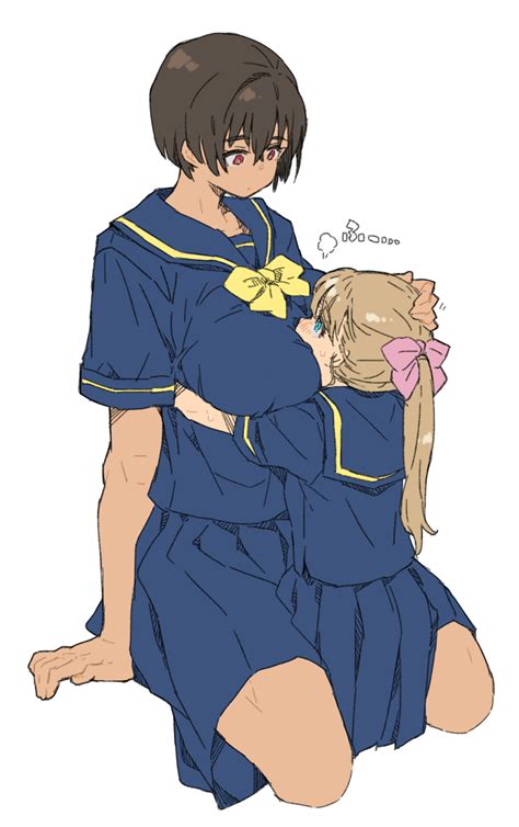 M K Kei M K Rika M K Original Highres 2girls Arm Support