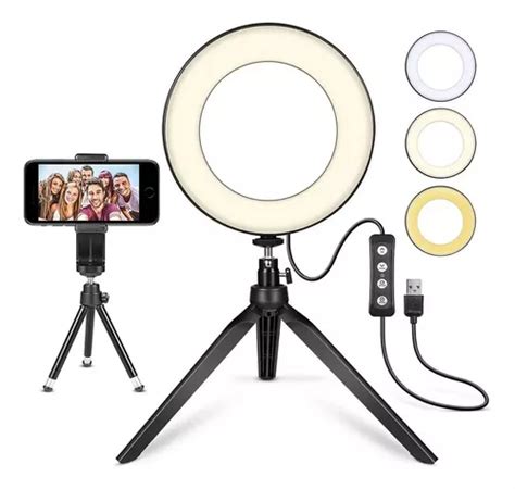 Ring Light De Mesa Iluminador De Led Tripé 6 Polegadas 16cm Mercadolivre