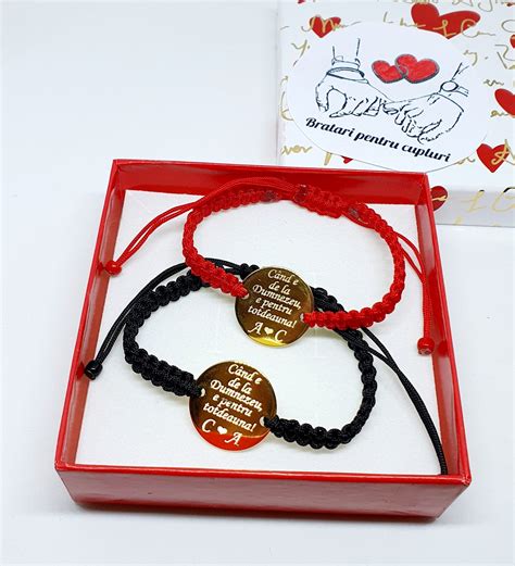 Set De 2 Bratari Pentru Cupluri Personalizate Cu Mesaj Si Initiale Bpc016 Brățări Pentru Cupluri