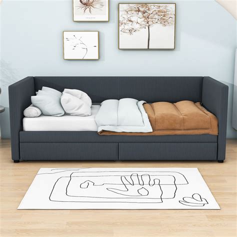 Wade Logan® Berla Twin Size 2 Drawers Upholstered Daybed And Reviews Wayfair