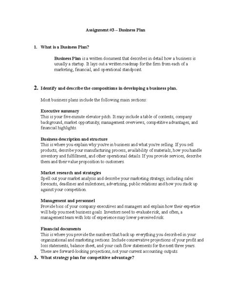 Assignment 3 Business Plan Assignment 3 Business Plan What Is A