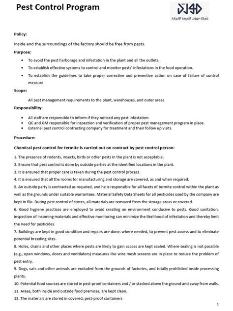 Pest Control Program Pdf Pest Control Pest Organism