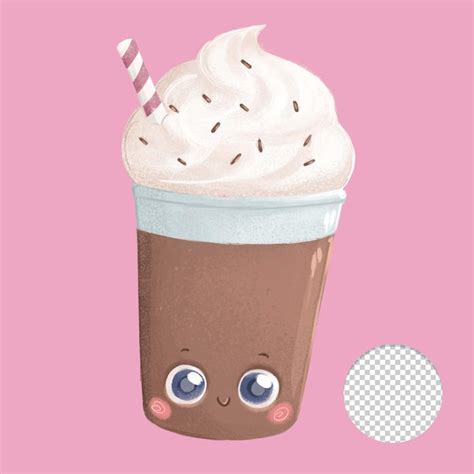 Premium Psd Cute Chocolate Milkshake With Whipped Cream Isolated On Pink Background