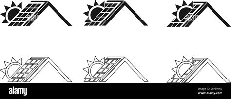 Solar Cell On House Icon Set Vector Illustration Isolated On White
