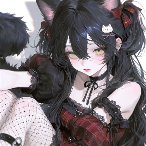 Cute Anime Goth Outfits Anime Goth Icons Gothe Art Style Catgirl Icon