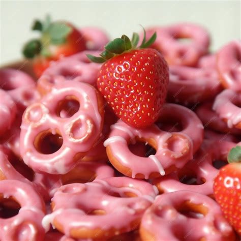 Premium Ai Image Pink Strawberry Sweet Mini Pretzels Ai