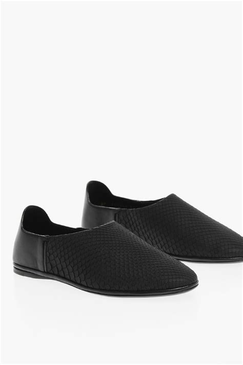 Saint Laurent Python Effect Leather Loafers Women Glamood Outlet