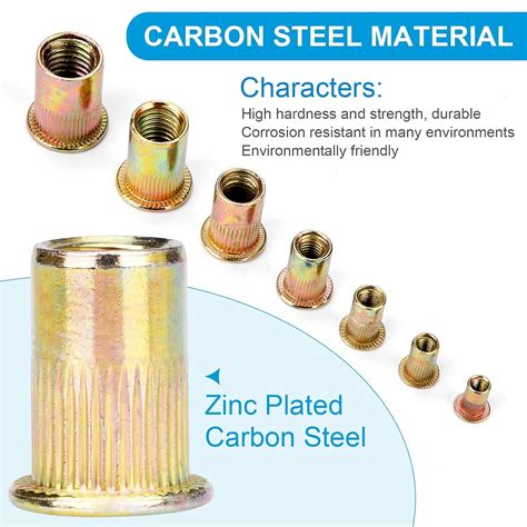 Tuercas De Remache 100 Tuercas De Remache M5 Acabado Galvanizado De Acero Al Carbono Cabeza