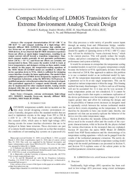 Pdf Compact Modeling Of Ldmos Transistors For Extreme Environment