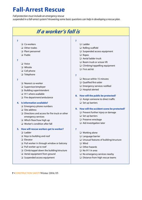 Fall Protection Rescue Plan Template