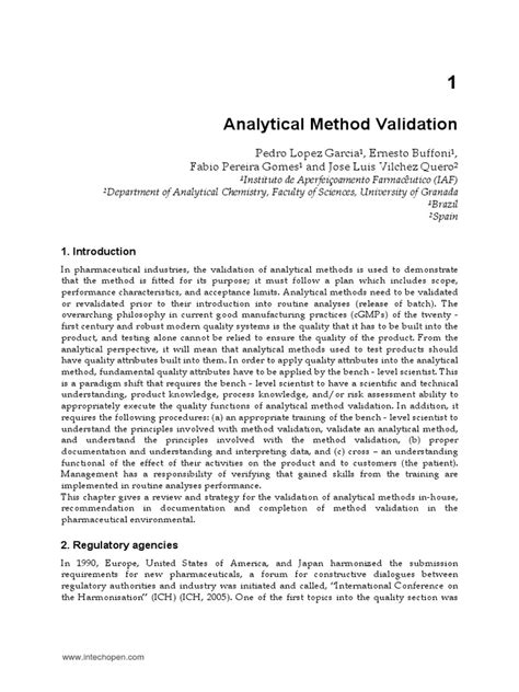 Intech Analytical Method Validation Pdf Verification And Validation