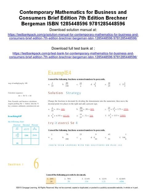 Contemporary Mathematics For Business And Consumers Brief Edition 7th
