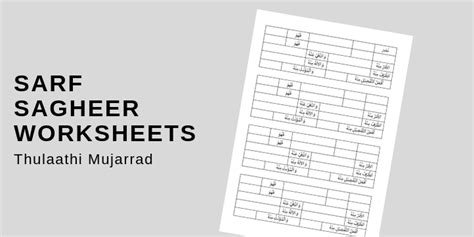 Sarf Sagheer Thulaathi Mujarrad Worksheet Ilmbank