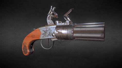 English Flintlock Pepperbox Pistol 3d Model By Kaisermed3xx 8e6c792