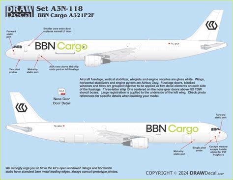 Airbus A321f Bbn Cargo Draw Decal 20 A3n 118