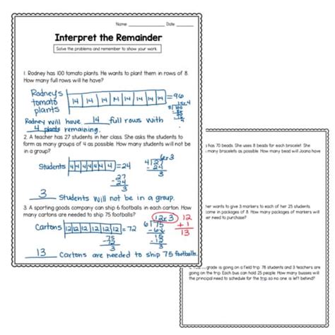 long division algorithm and word problem bundle by pocket on a shirt