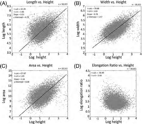 Bivariate Correlation Of The Natural Logarithm Of The Height Against