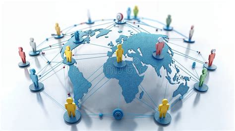 World Map With Interconnected Lines Representing A Global Network Stock Illustration