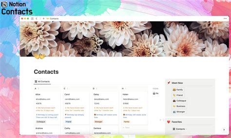 Notion Contacts Personal Template