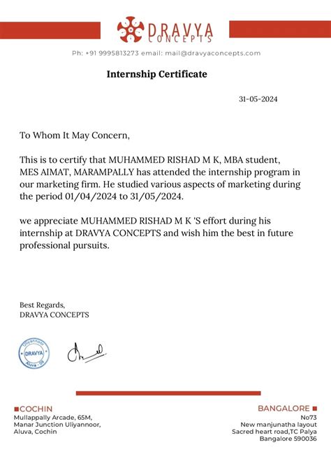 Digitalmarketing Internship Certificate Careergrowth Muhammed Rishad M K