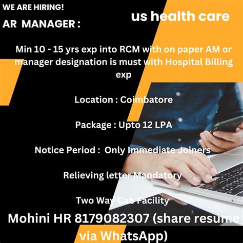 Mohini Bhavani Hr On Linkedin Ushealthcare Armanager Rcmmanager Aram Arassistantmanager