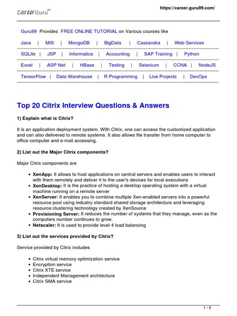 Top 20 Citrix Interview Questions And Answers Pdf World Wide Web