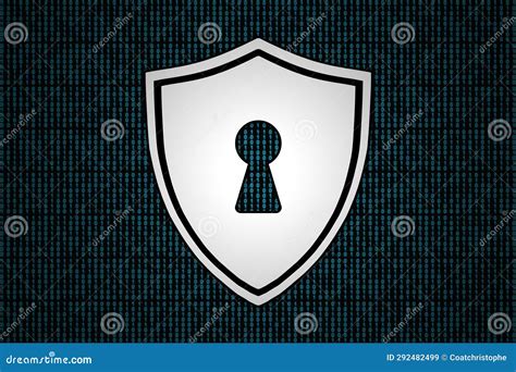 Cybersecurity Shield In Front Of A In Binary Code Stock Illustration