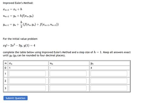 Solved Improved Euler S Method Chegg
