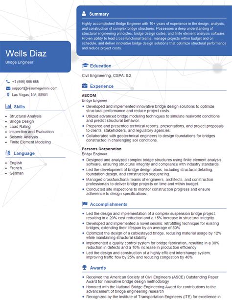 Bridge Engineer Resume Template Resumegemini Online Resume Builder