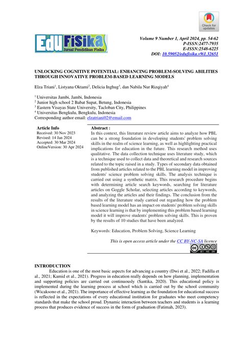 Pdf Unlocking Cognitive Potential Enhancing Problem Solving