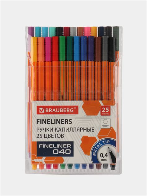 Линеры Brauberg Fine 040, 144145, капиллярные ручки цветные, набор 25 ...