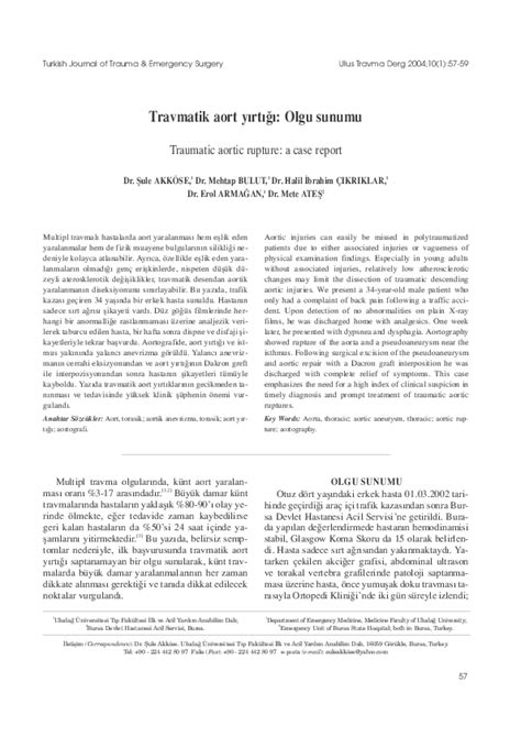 Pdf Traumatic Aortic Rupture A Case Report